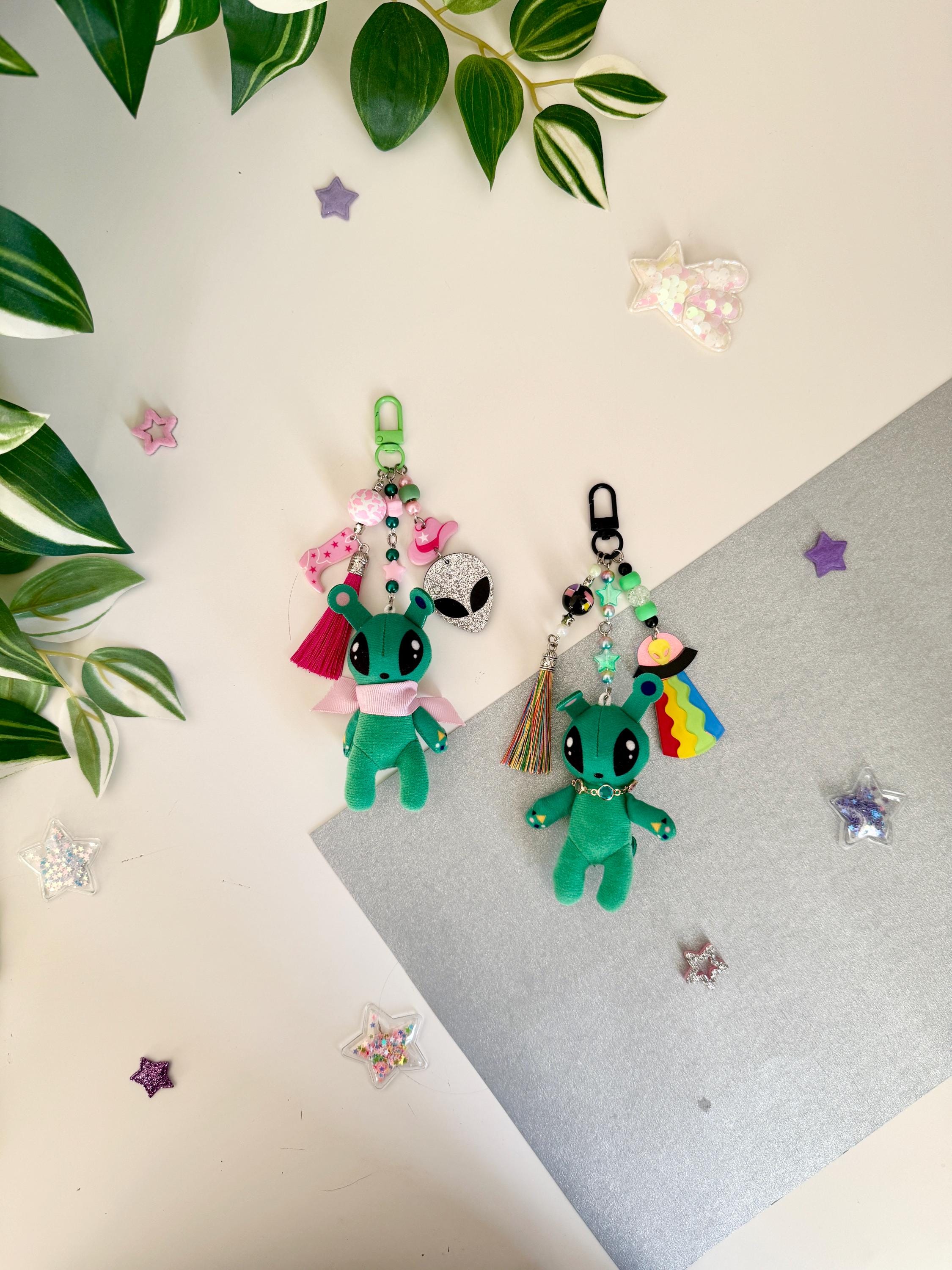 Handmade IKEA Alien Beaded Keychain Colourful Charm - Etsy