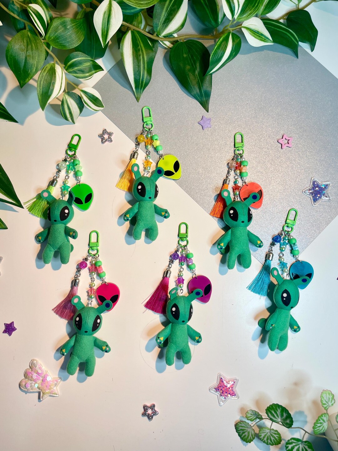Handmade IKEA Alien Beaded Keychain Colourful Charm - Etsy