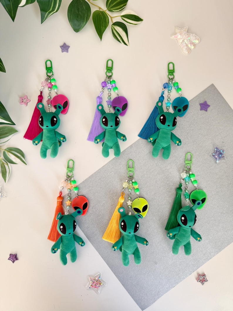 Handmade IKEA Alien Beaded Keychain Colourful Charm - Etsy