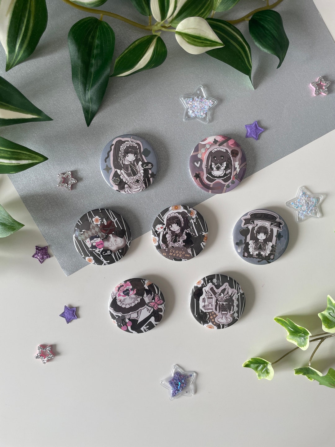 Handmade Large Black Goth Cute Anime Collage Pin Badges - Etsy