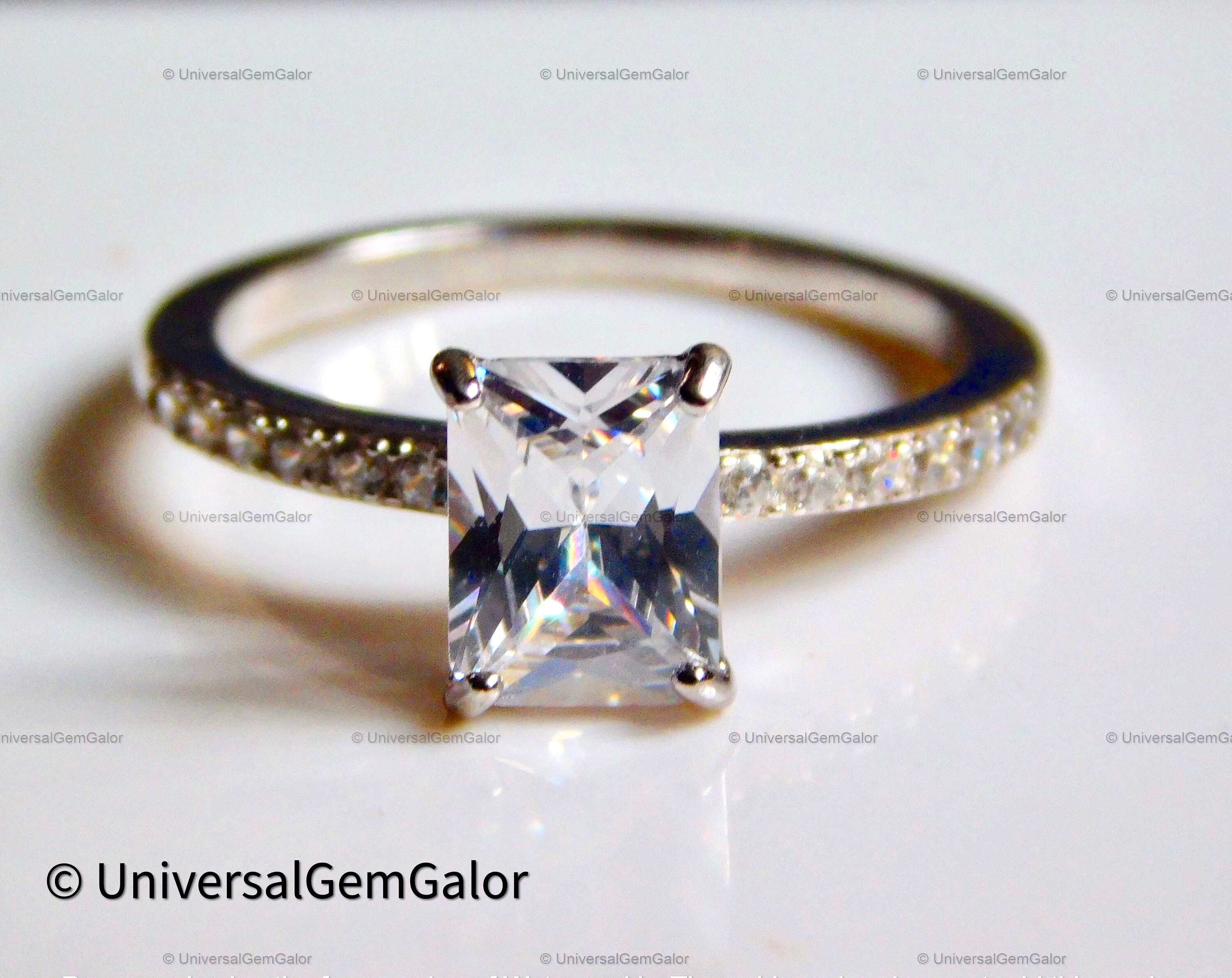 Halo Engagement Ring 2CT Radiant Cut Simulated Diamond Statement Ring ...