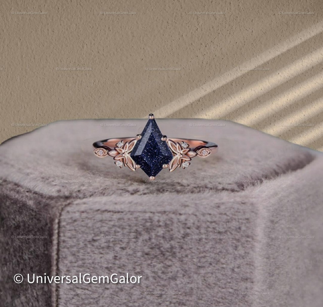 Galaxy Sandstone Ring• Starry Night Engagement Ring Set for Her• Great ...