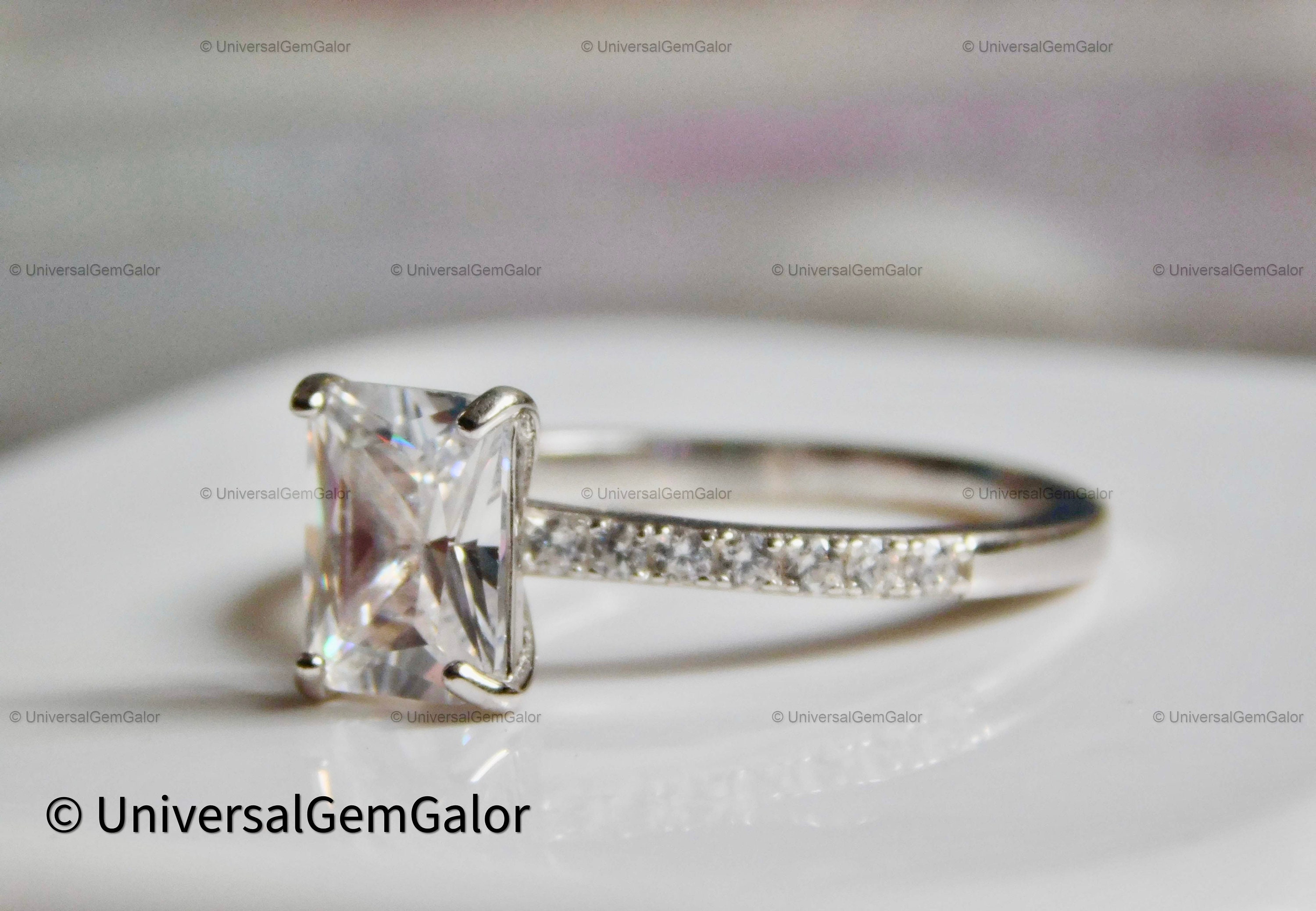 Halo Engagement Ring 2CT Radiant Cut Simulated Diamond Statement Ring ...