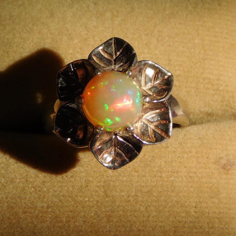 Opal Flower Ring - Etsy