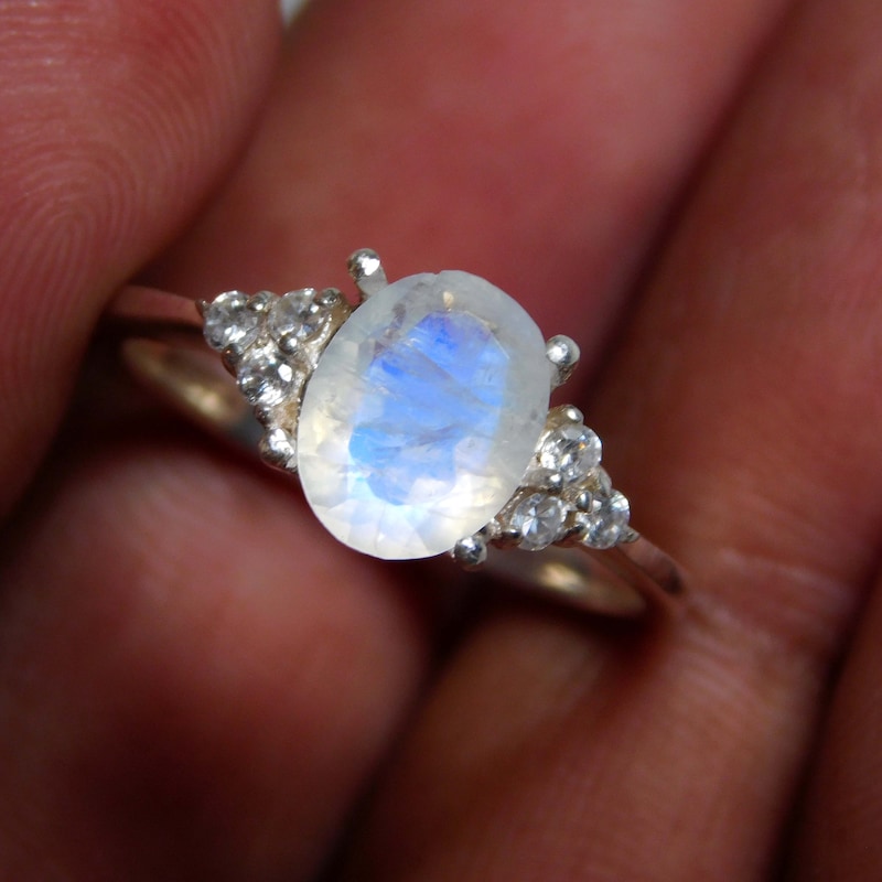 Moonstone Wedding Ring Set - Etsy