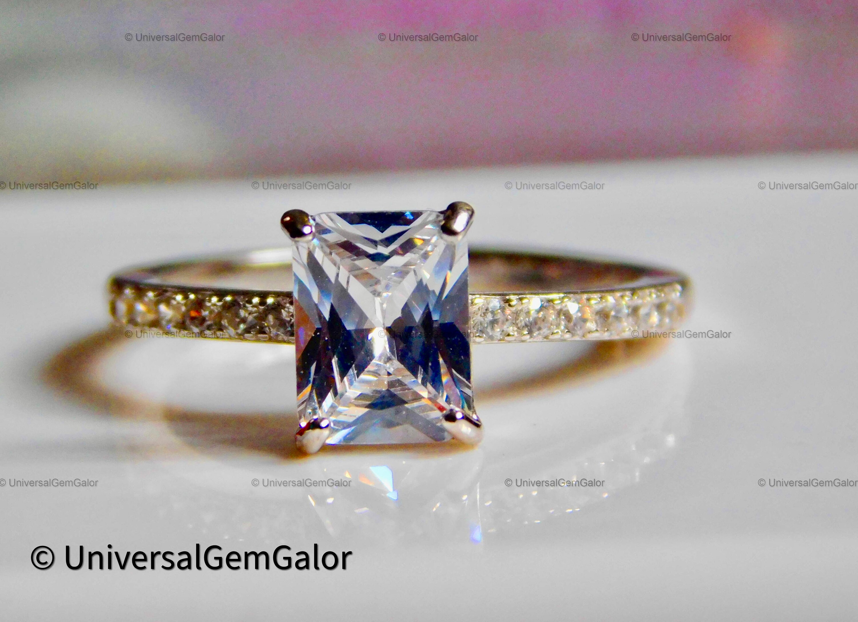 Halo Engagement Ring 2CT Radiant Cut Simulated Diamond Statement Ring ...