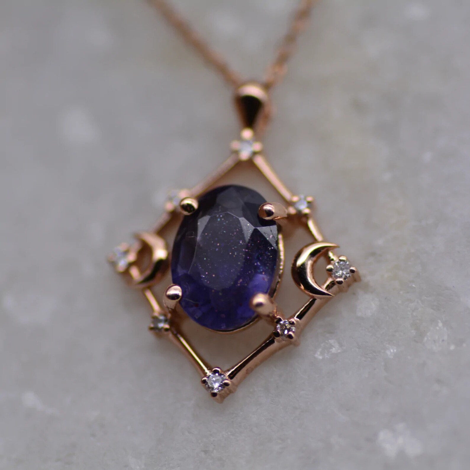 Gaia Amulet Blue Sapphire•goddess Pendant•blue Sapphires Necklace ...