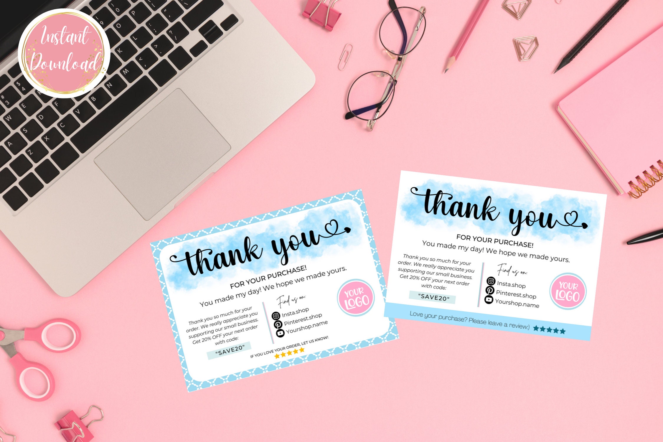 Editable Receipt Template and Thank You Card for Small | Etsy