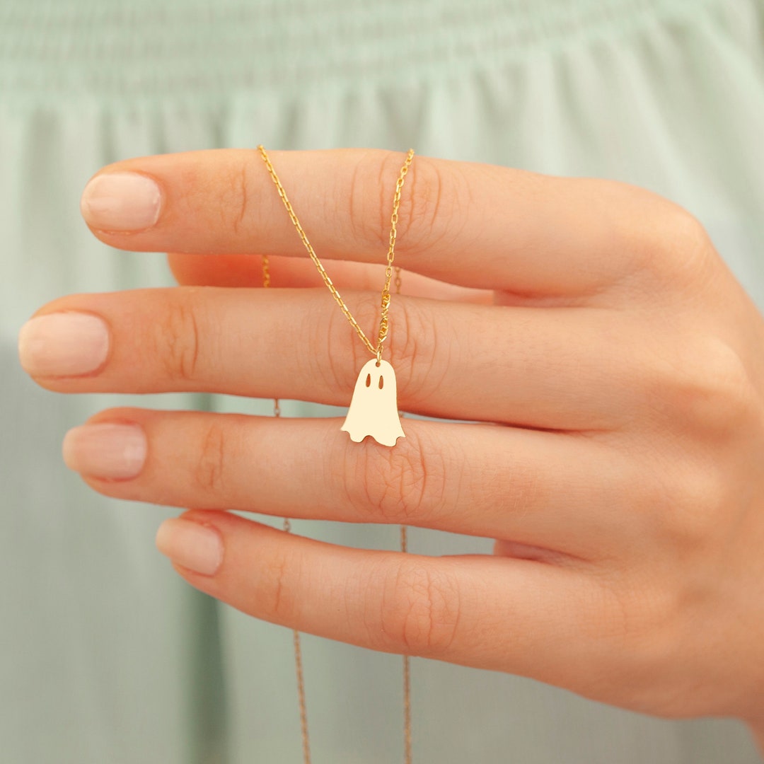 Cute Ghost Necklace, Ghost Necklace, Halloween Necklace, Minimalist ...