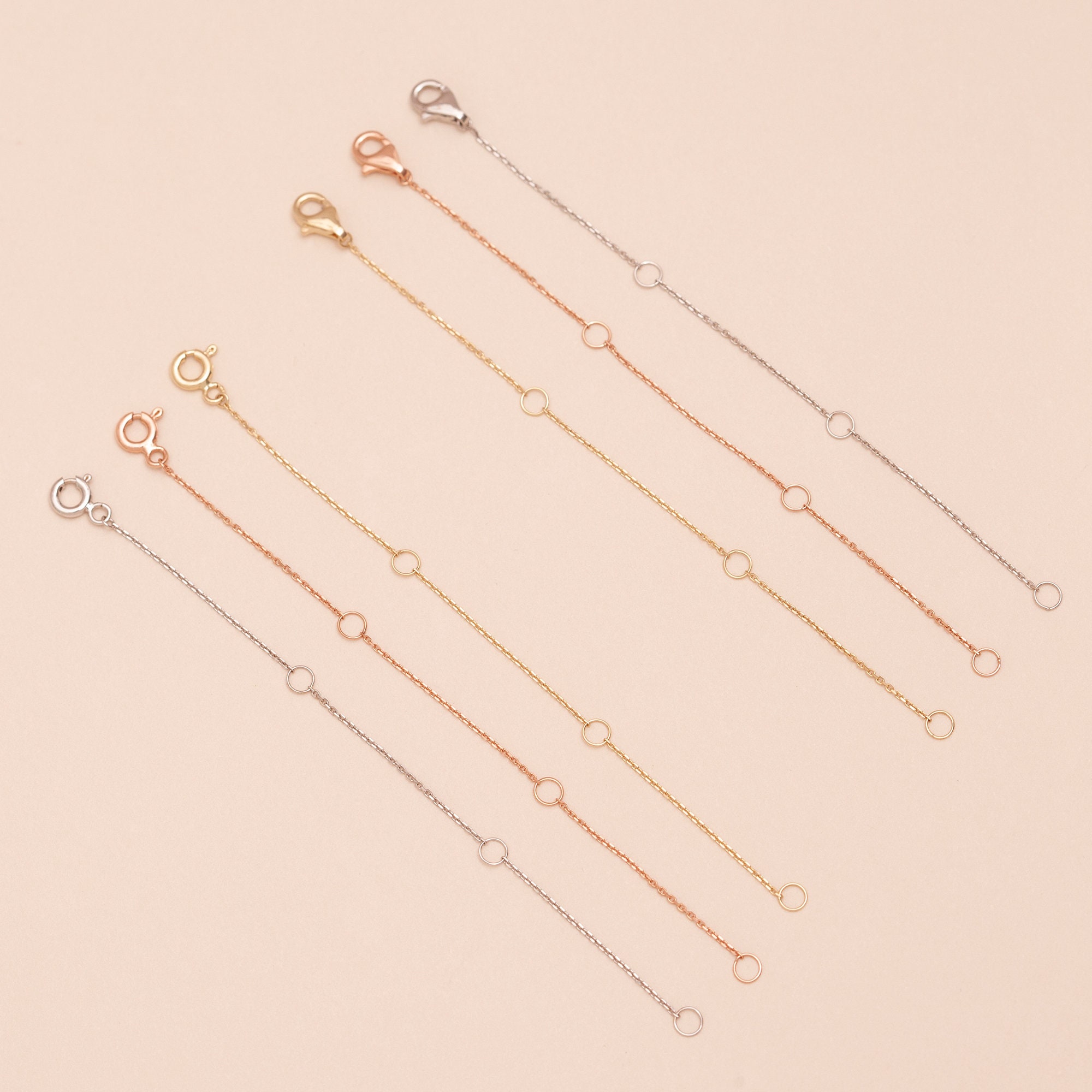 14K Solid Gold Extender Chain, Gold Extender Chain, Solid White Gold ...