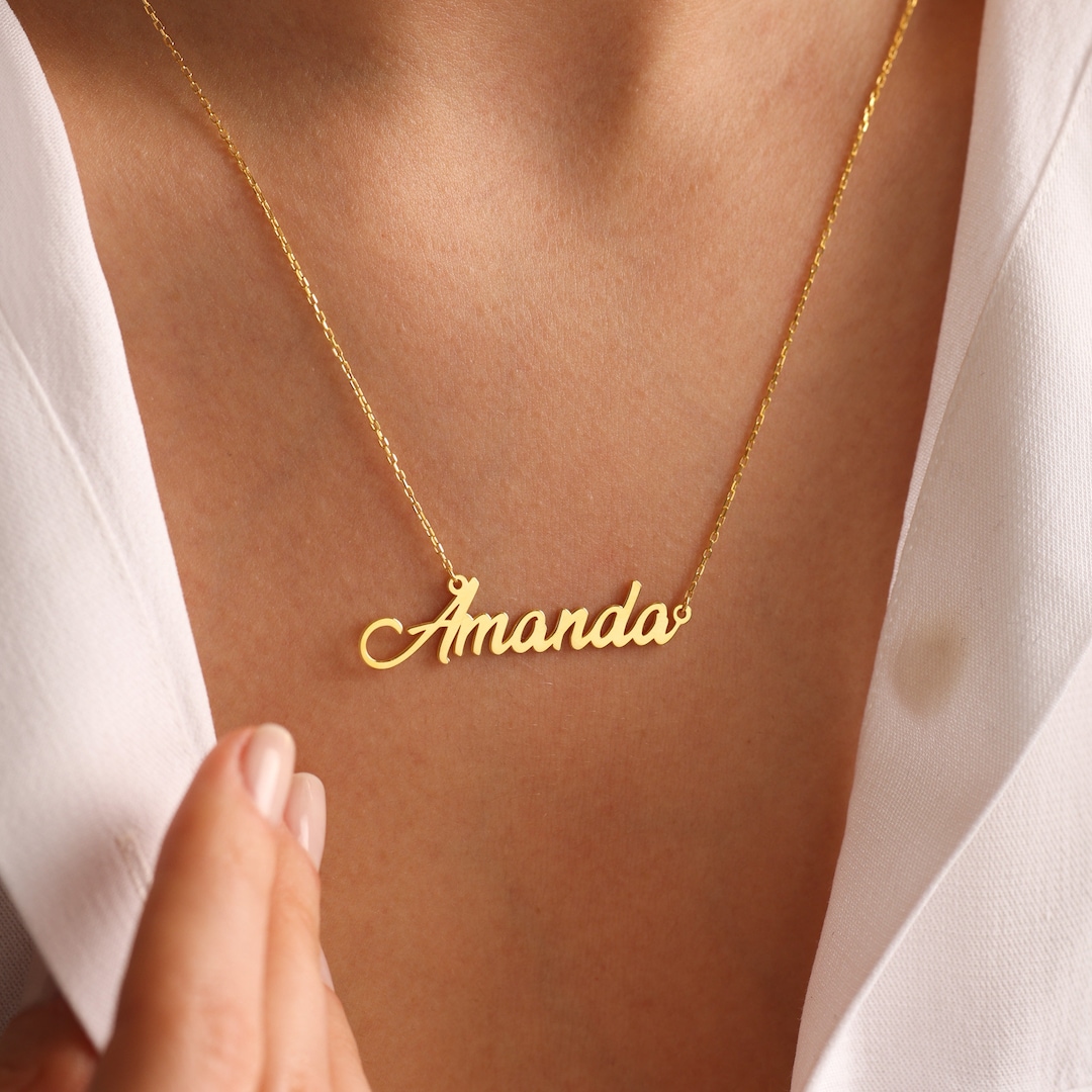 14K Gold Thick Name Necklaces, Custom Name Necklaces, Personalized ...