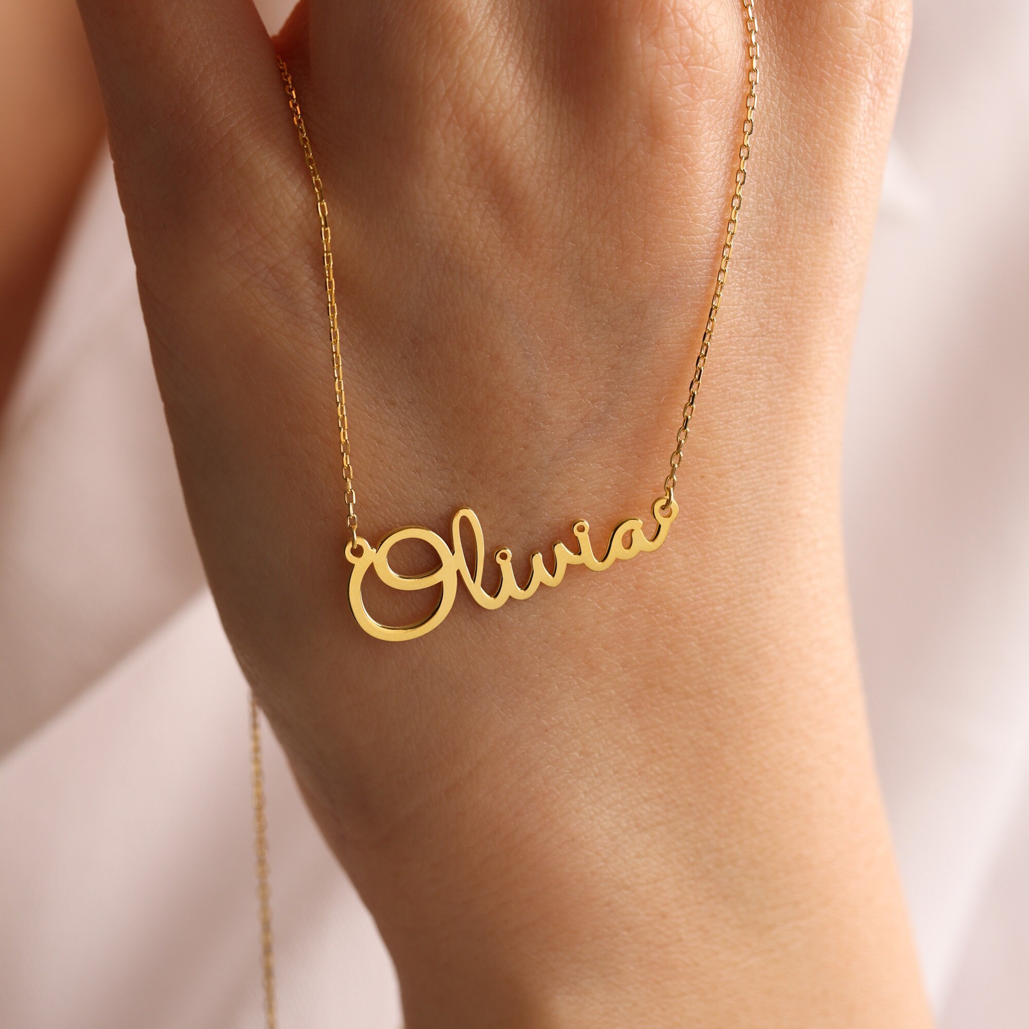Custom Gold Name Necklace, Personalized Minimalist Name Necklace, Gold ...