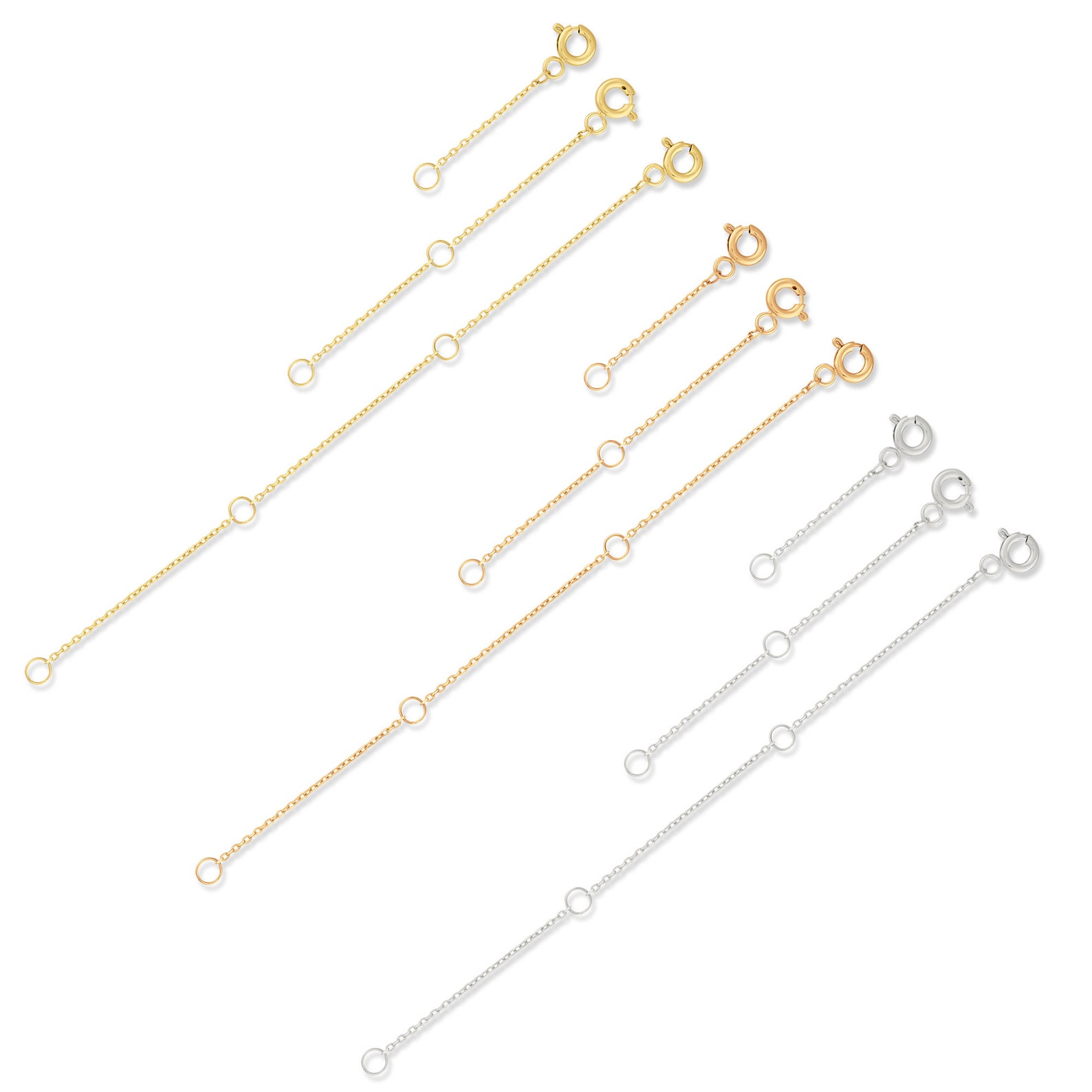 14K Solid Gold Extender Chain, Gold Extender Chain, Solid White Gold ...
