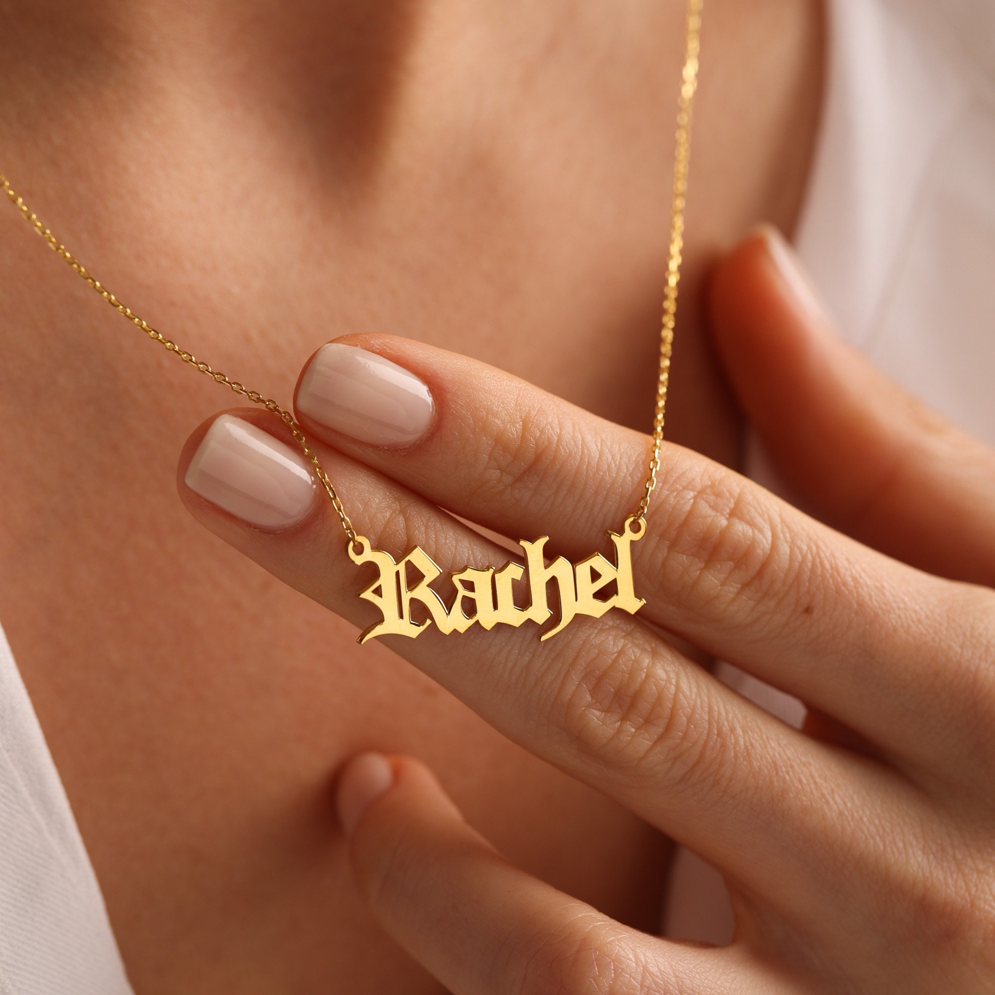 Custom Gold Name Necklace, Personalized Minimalist Name Necklace, Gold ...