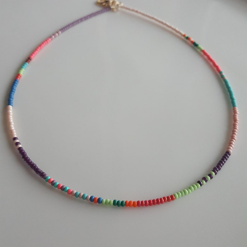 Summer Seed Bead Necklace, Minimalist Beaded Boho Jewelry for Everyday ...