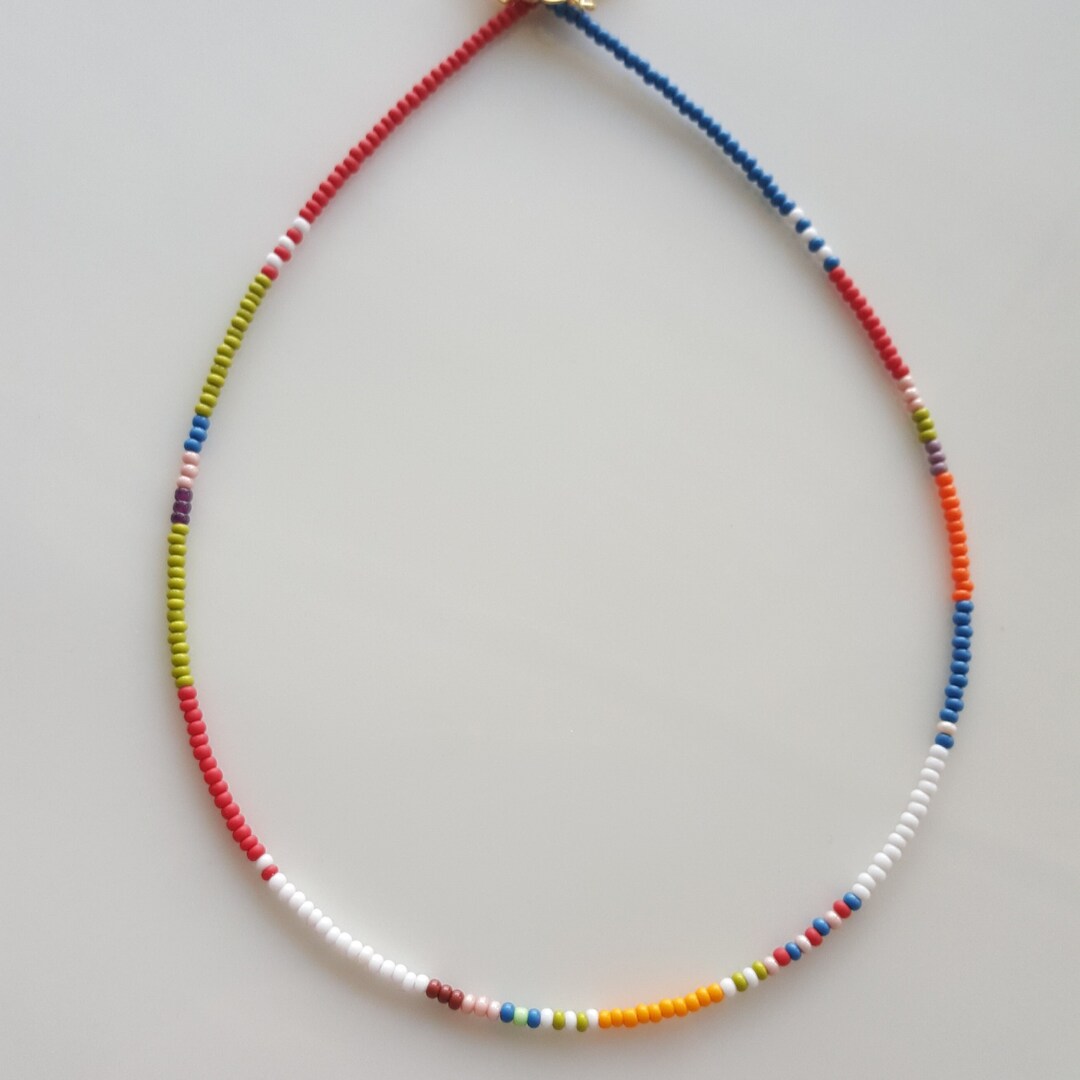 Tiny Small Bead Necklace, Colorful Necklace, Bead Choker - Etsy