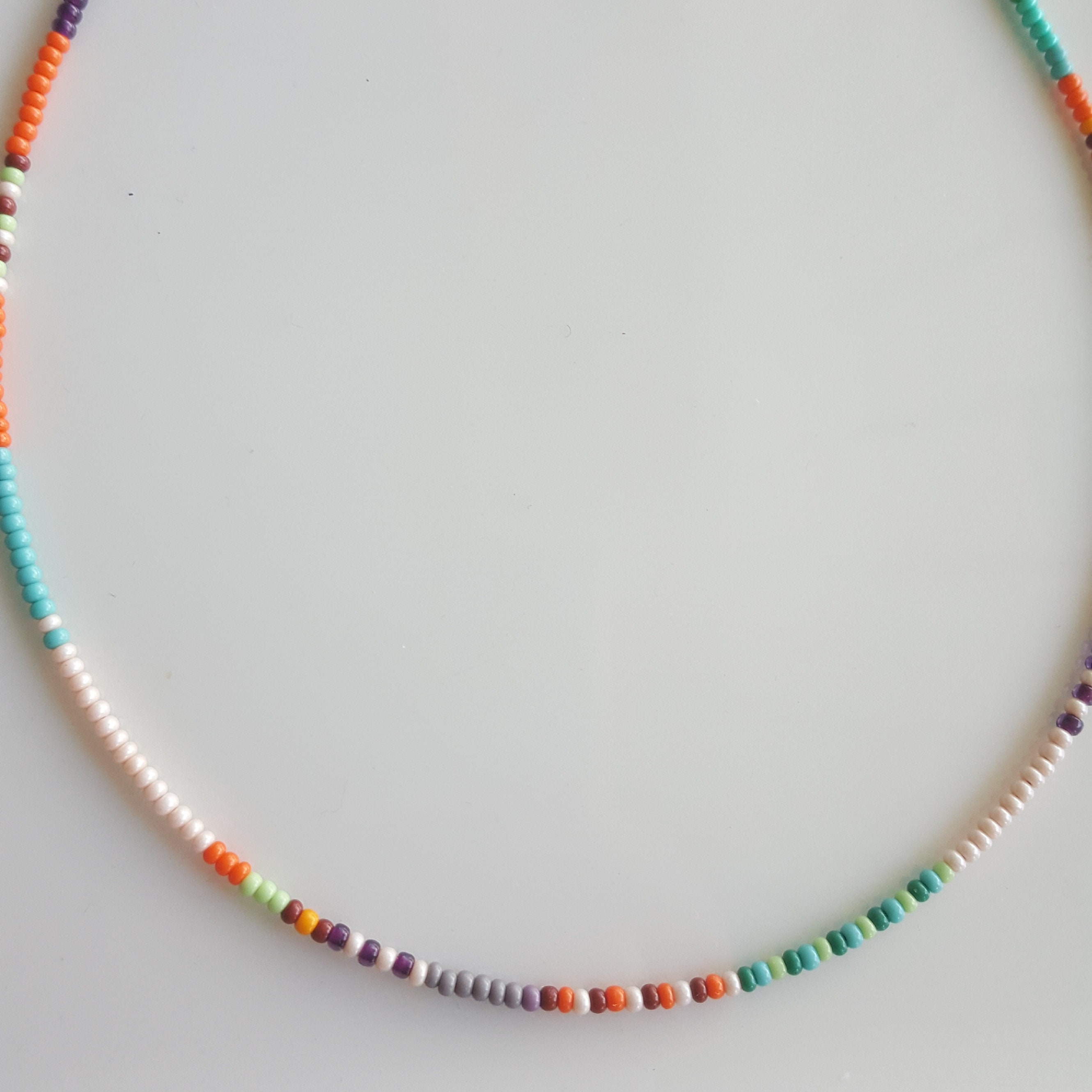 Colorful Tiny Necklace Beaded, Thin Seed Bead Necklace Jewelry - Etsy