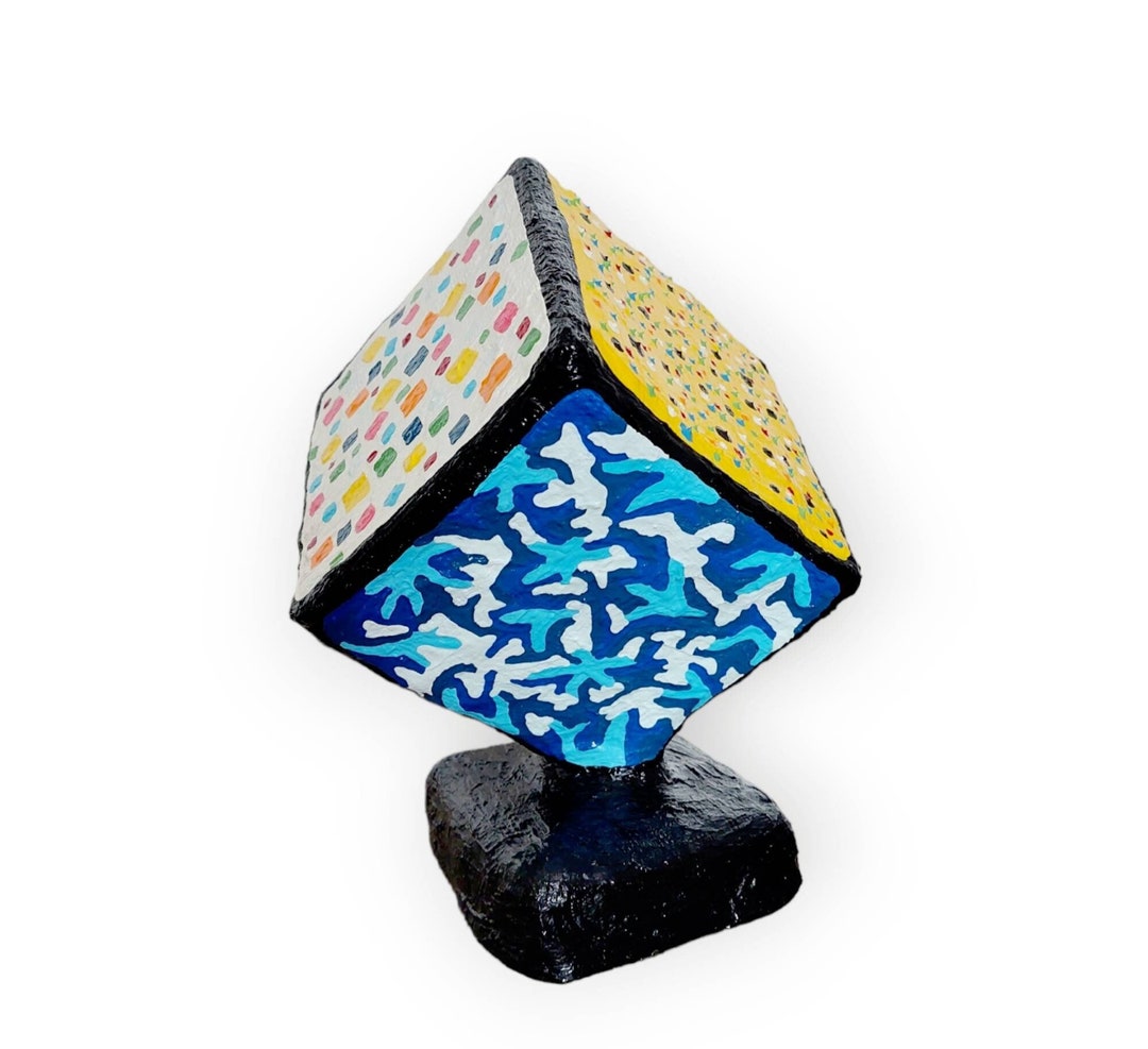 Plaster Sculpture Pop Art colorful Cube Abstract Modern Decorative ...
