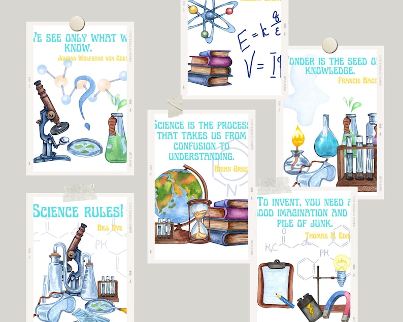 Science Printable Posters(set of 8), Science Classroom Decor, Bulletin ...