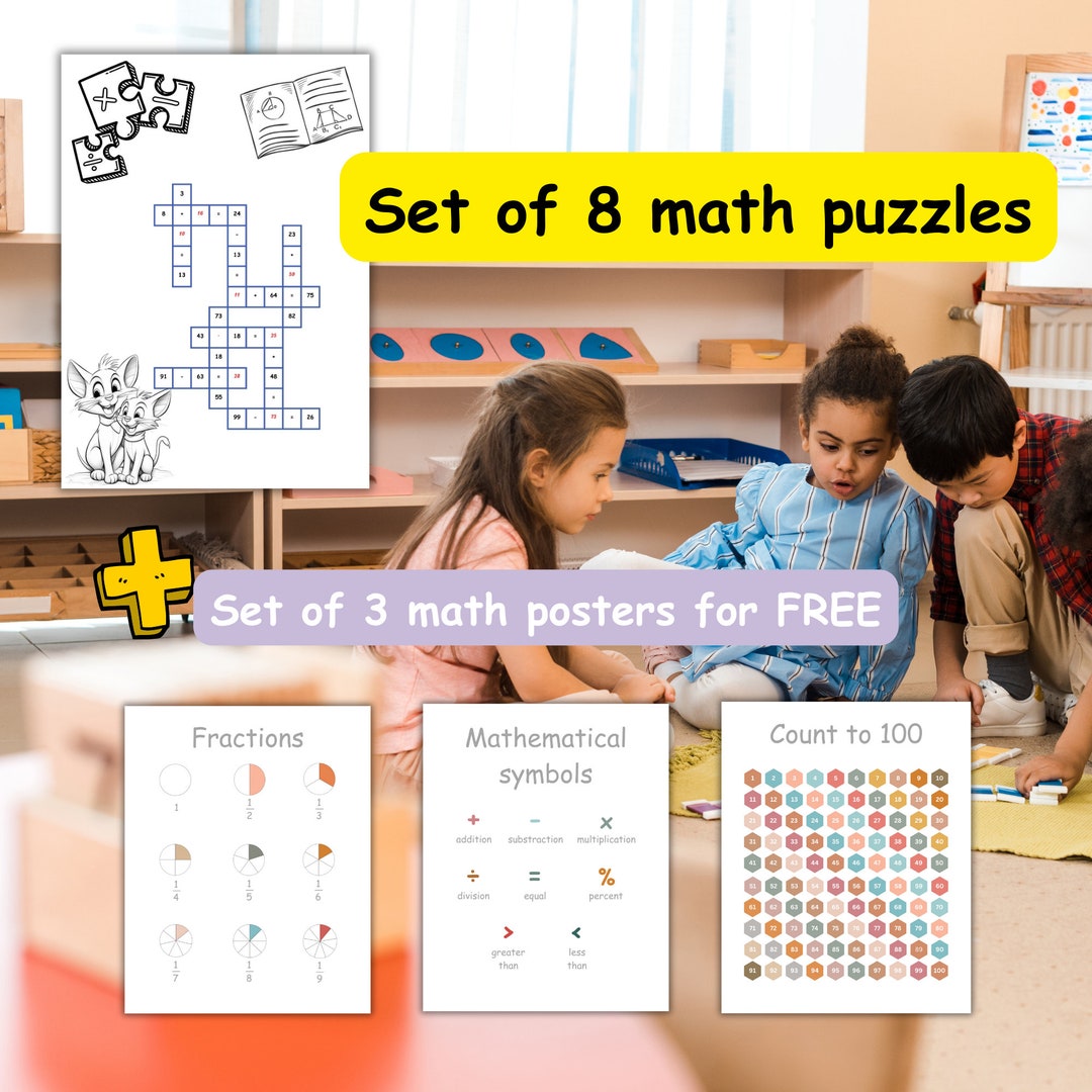 Number Puzzle, Number Math Puzzle Set (8 Math Puzzles) + BONUS 3 ...