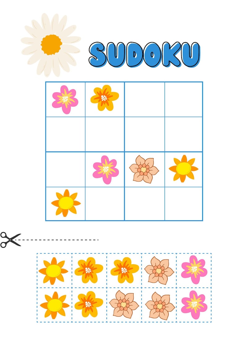 Sudoku for Kids, 8 Sudoku Set, Flowers Sudoku - Etsy