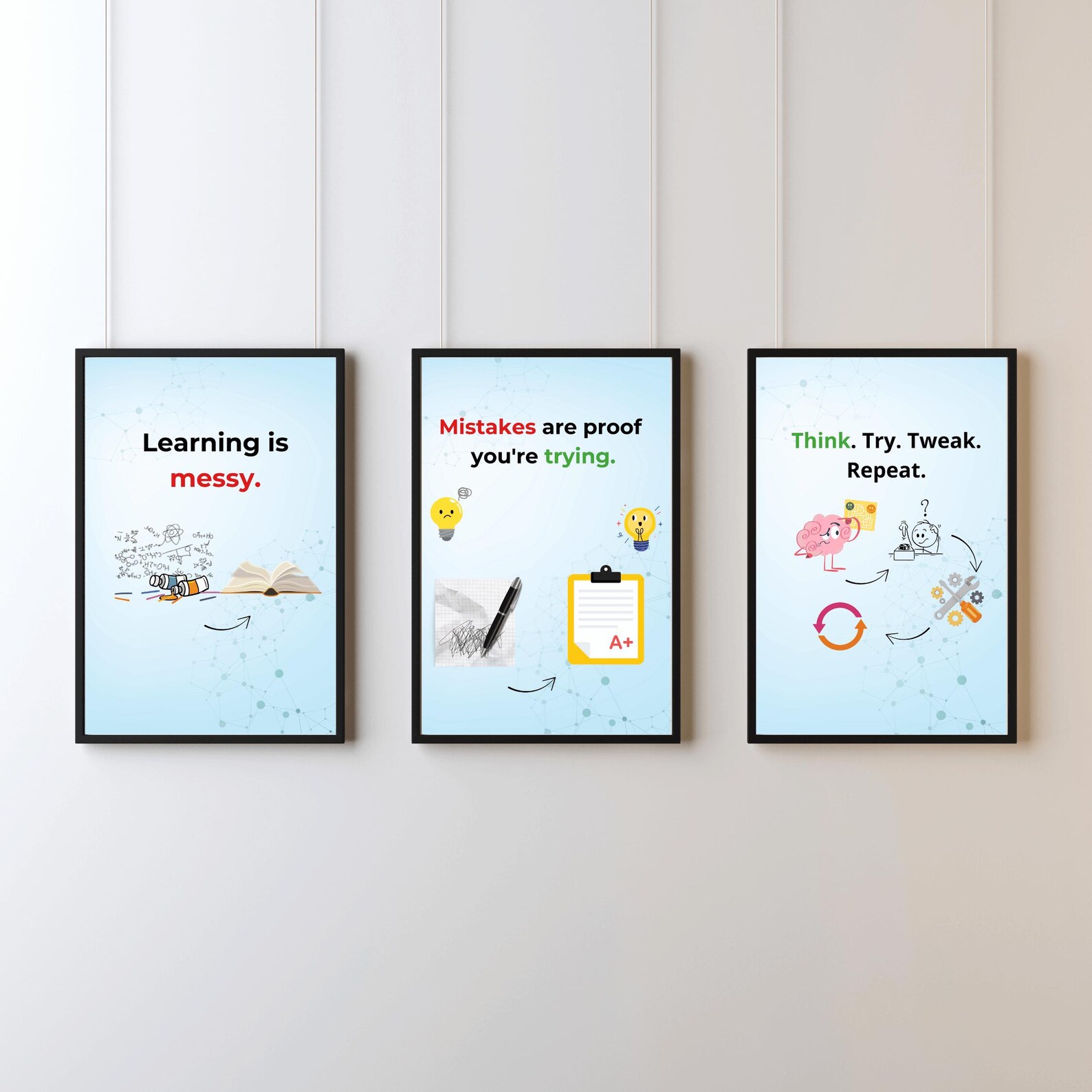 Growth Mindset Motivational Poster Set – 10 Minimalist Quotes Prints ...