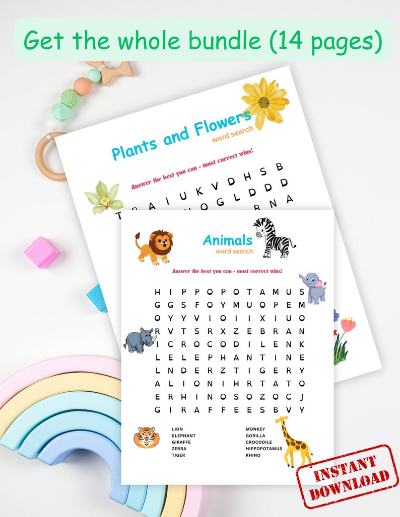 Fun Word Search Game Set of 14 Puzzles Instant Download - Etsy
