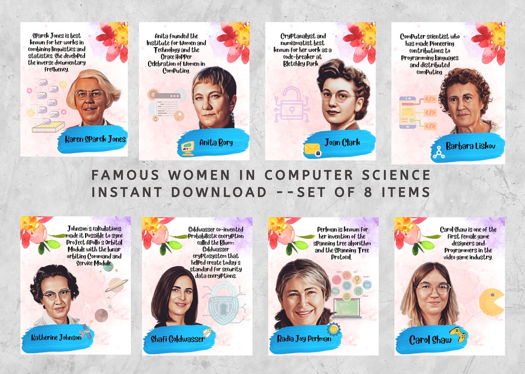 Women in Computer Science (set of 8) Printable, Science Classroom Decor ...