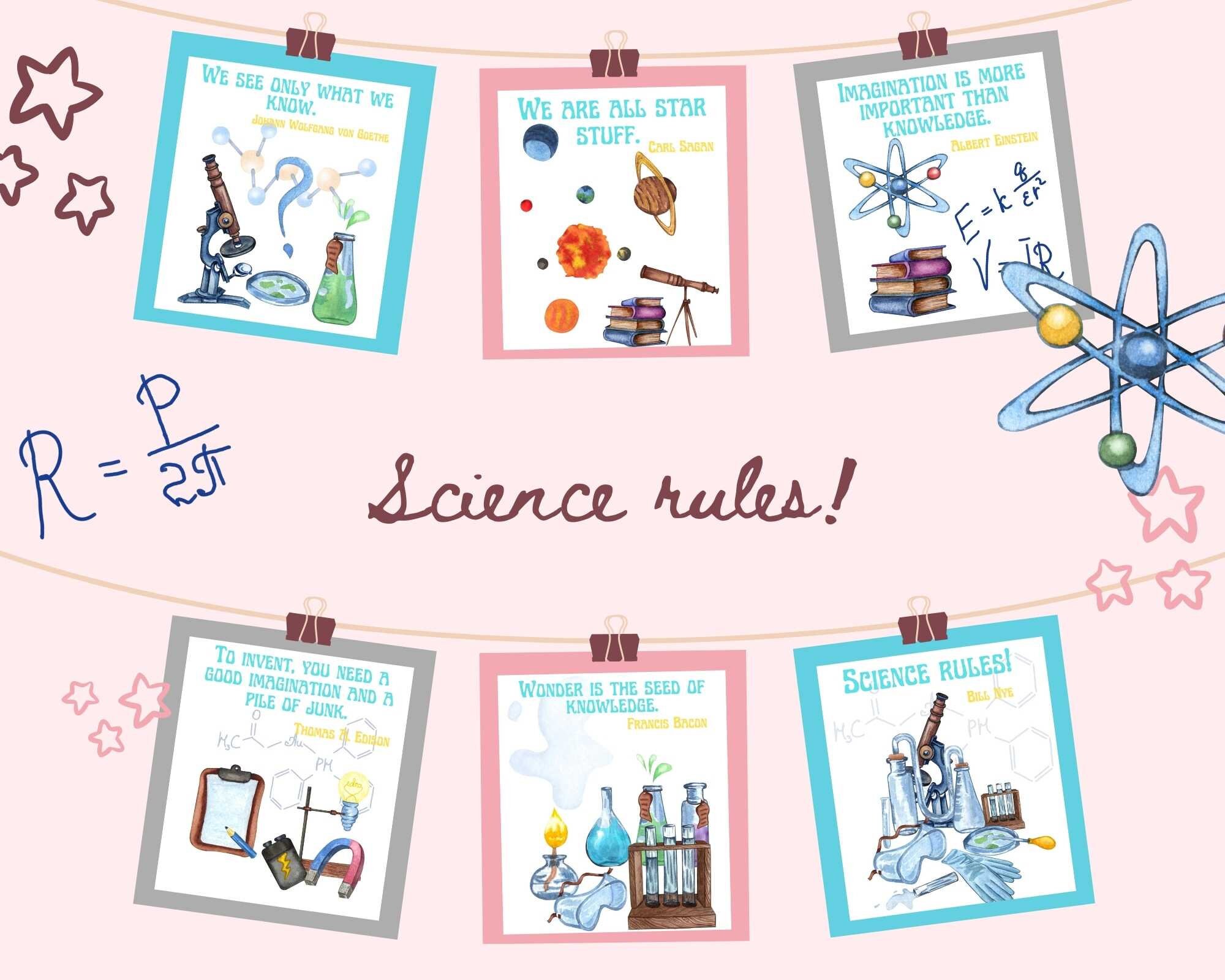 Science Printable Posters(set of 8), Science Classroom Decor, Bulletin ...