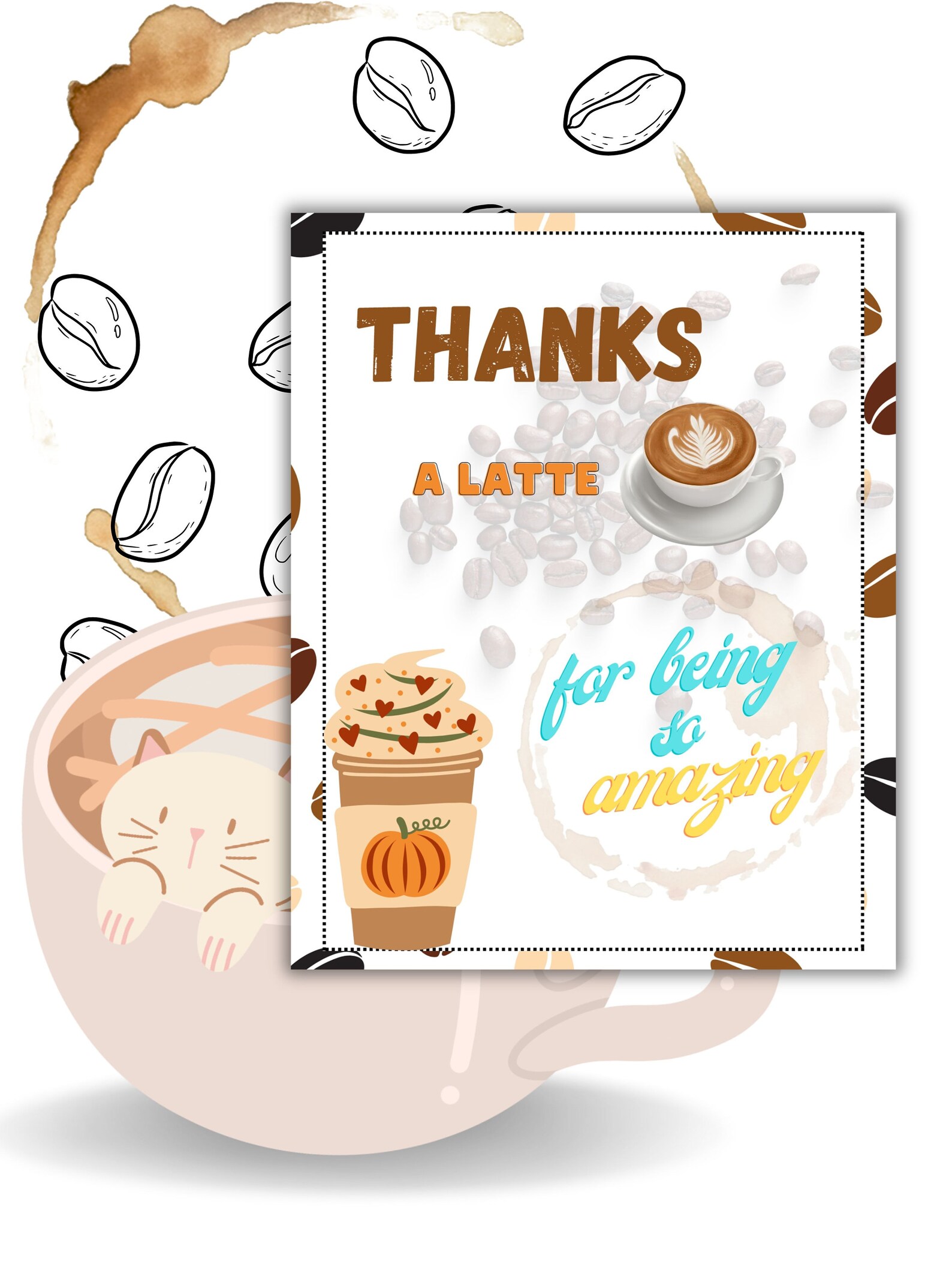 Coffee Appreciation Printable, Thanks a Latte for Being so Amazing ...
