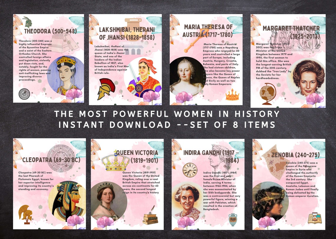 8 of the Most Powerful Women in History (set of 8) Printable, Classroom ...