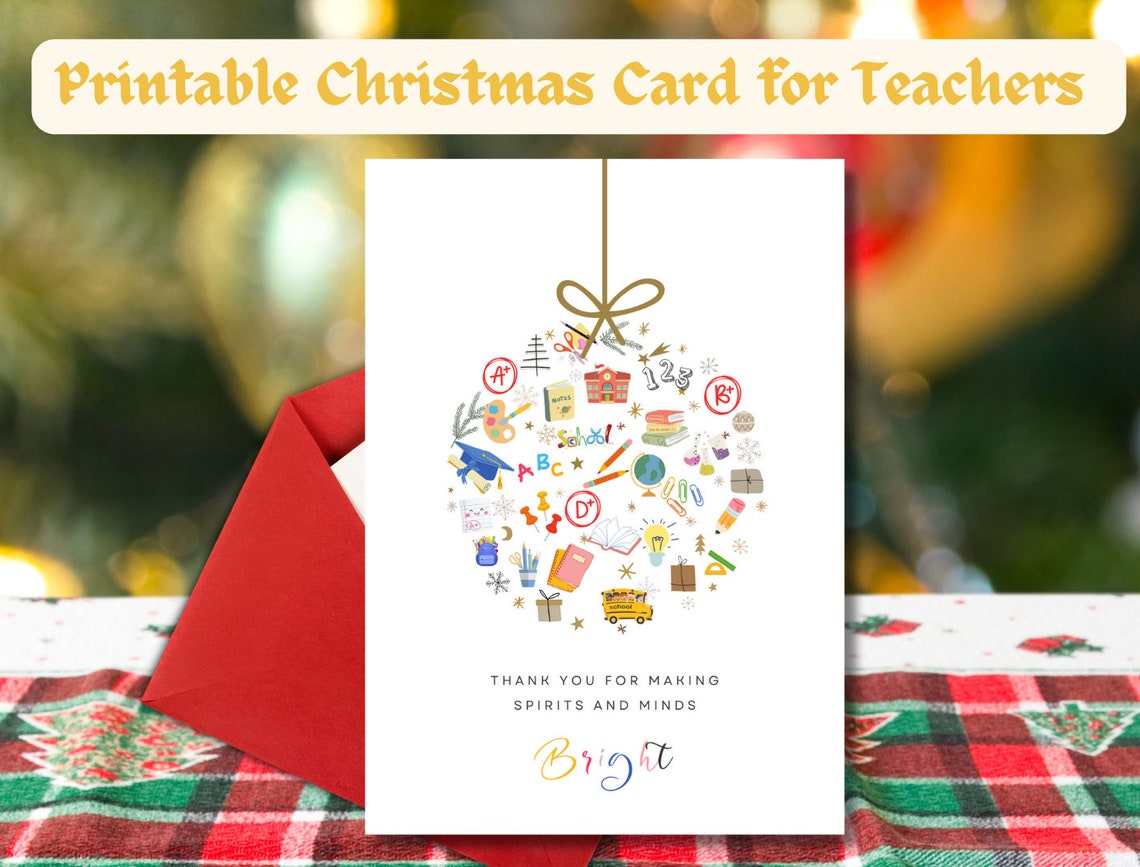 Printable Christmas Card for Teachers | Teacher Gift | Teacher ...