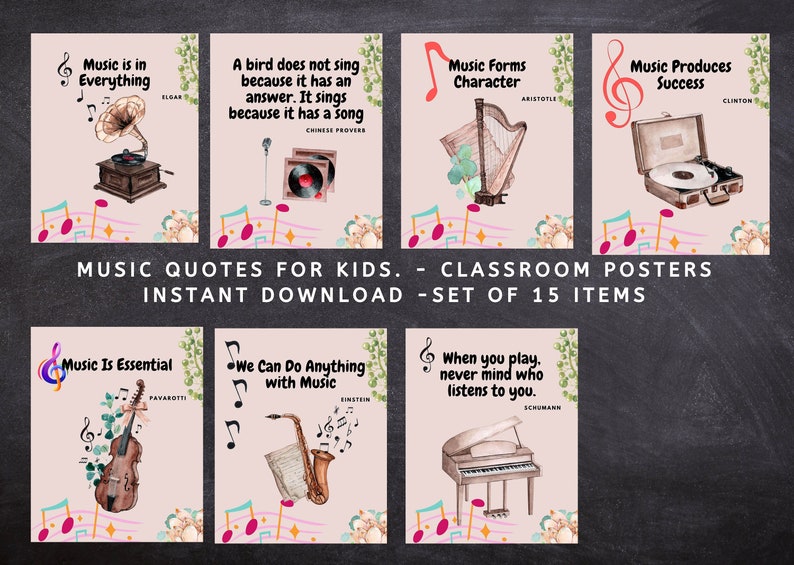 15 Music Instruments Classroom Posters Poster Set | Positive Puns ...