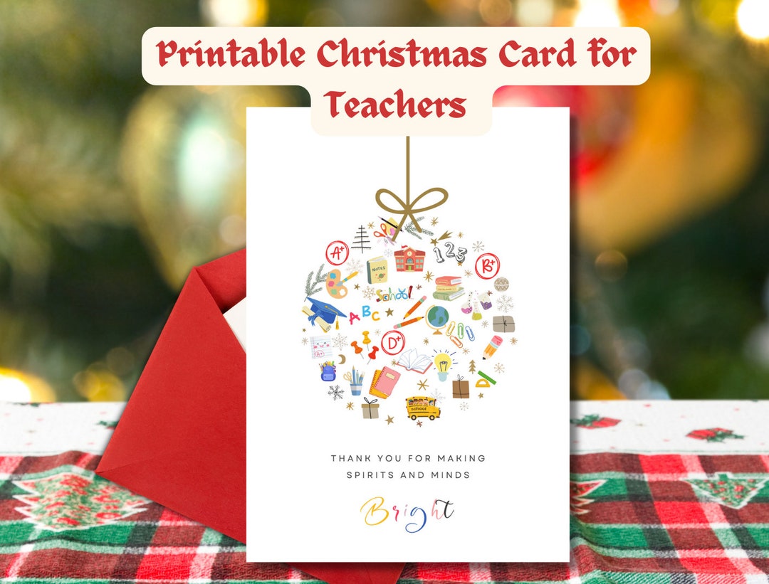 Printable Christmas Card for Teachers | Teacher Gift | Teacher ...