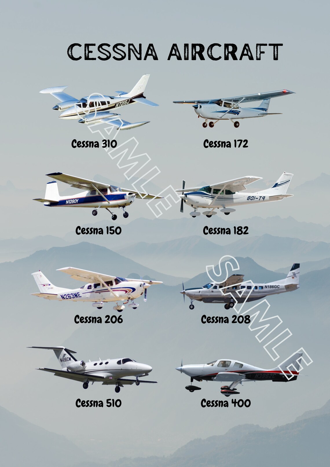 Cessna Aircraft Poster, General Aviation Print, Aviation Poster, Most ...