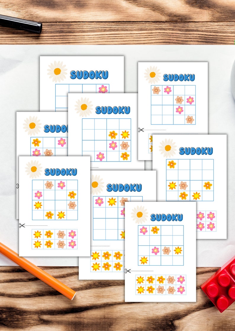 Sudoku for Kids, 8 Sudoku Set, Flowers Sudoku - Etsy