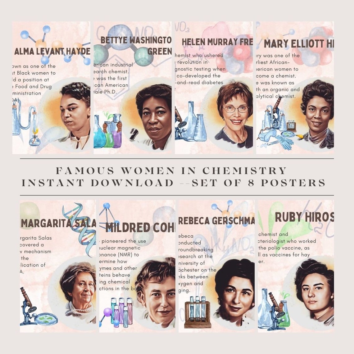 Women in Chemistry Printable (set of 8), Science Classroom Decor ...