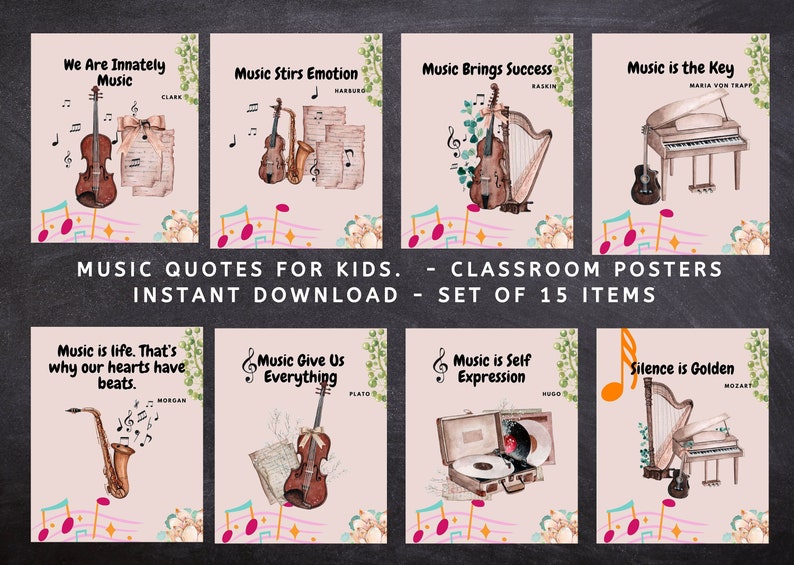 15 Music Instruments Classroom Posters Poster Set | Positive Puns ...