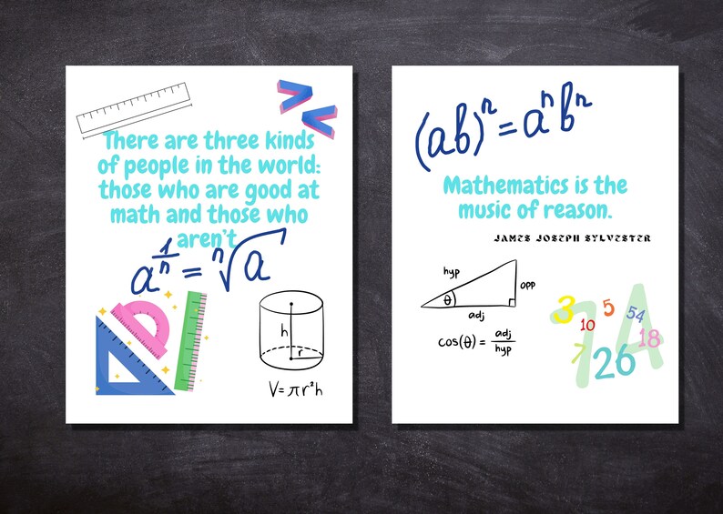 Math Printable Posters(set of 10), Math Classroom Decor, Bulletin Board ...