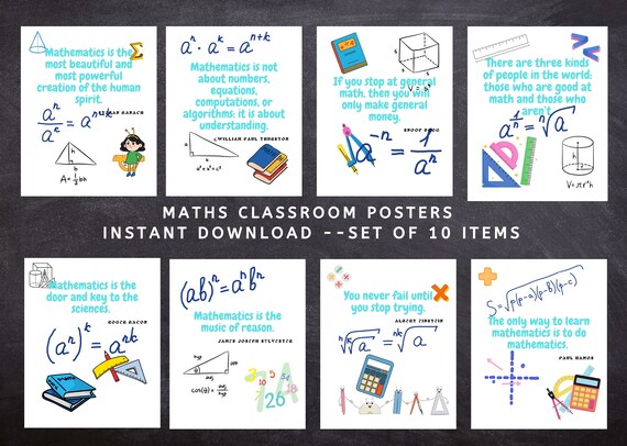 Math Printable Postersset of 10 Math Classroom Decor - Etsy