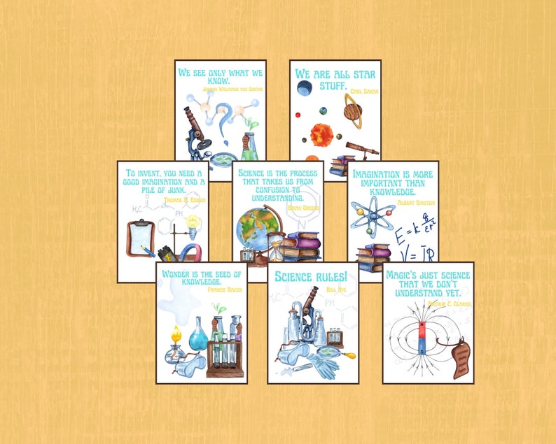 Science Printable Posters(set of 8), Science Classroom Decor, Bulletin ...
