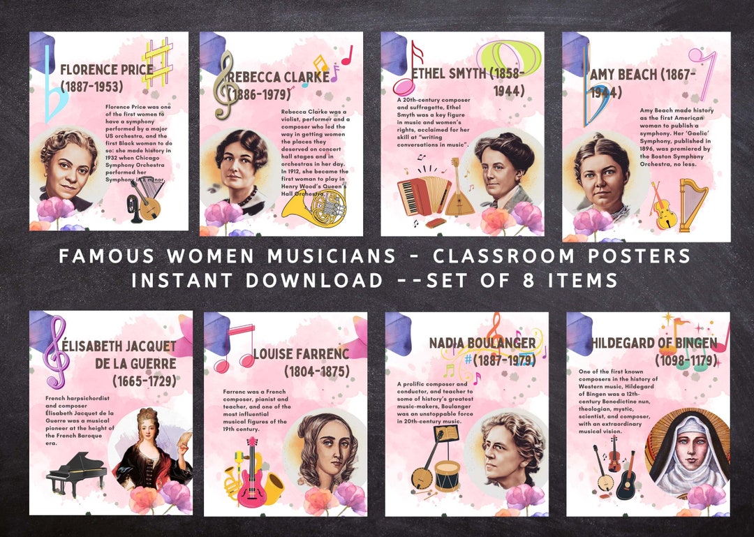 Famous Women Musicians Posters (set of 8) Printable, Science Classroom ...