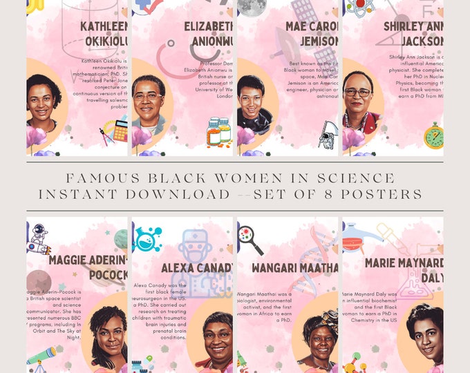 Famous Women Mathematicians Posters (set of 8) Printable, Science ...