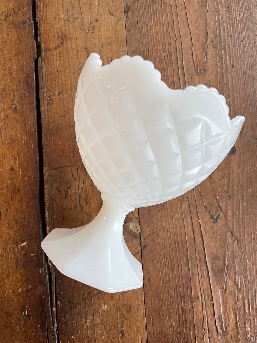 Napco Milk Glass Footed Candy Dish Diamond Pattern, Milk Glass Footed ...