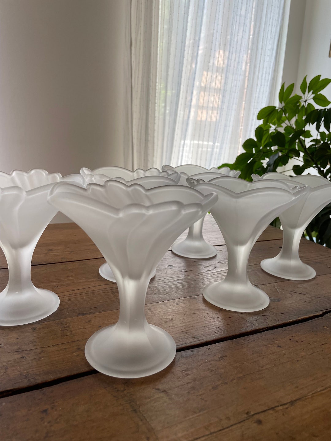 Set of 6 Frosted Satin Glass Compotes Made in Italy, Set of 6 Sunday ...