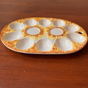 White, Yellow and Brown Deviled Egg Japan Ceramic Plate, Egg Plate - Etsy