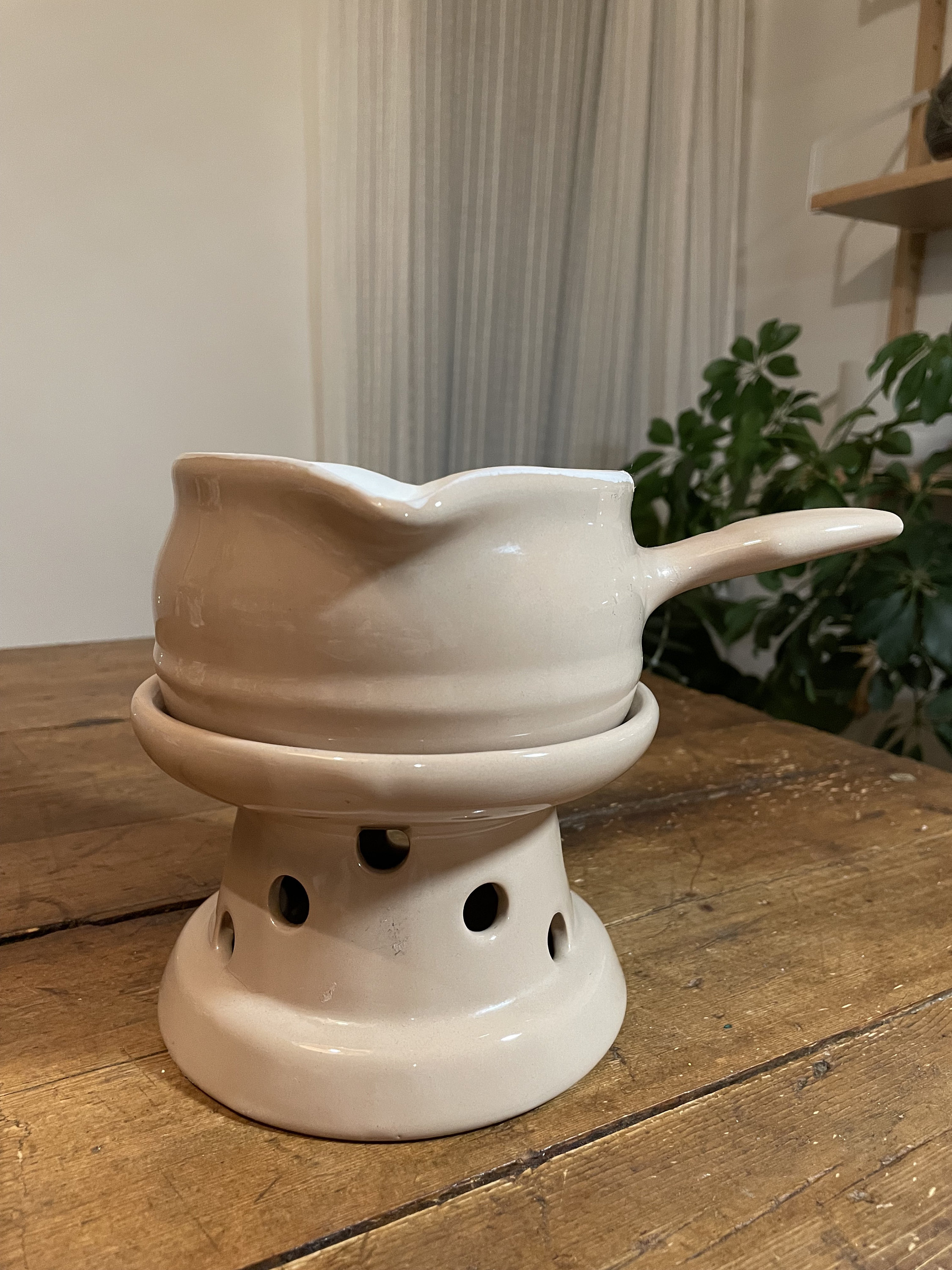 Beige Vintage Ceramic Fondue Set - Etsy