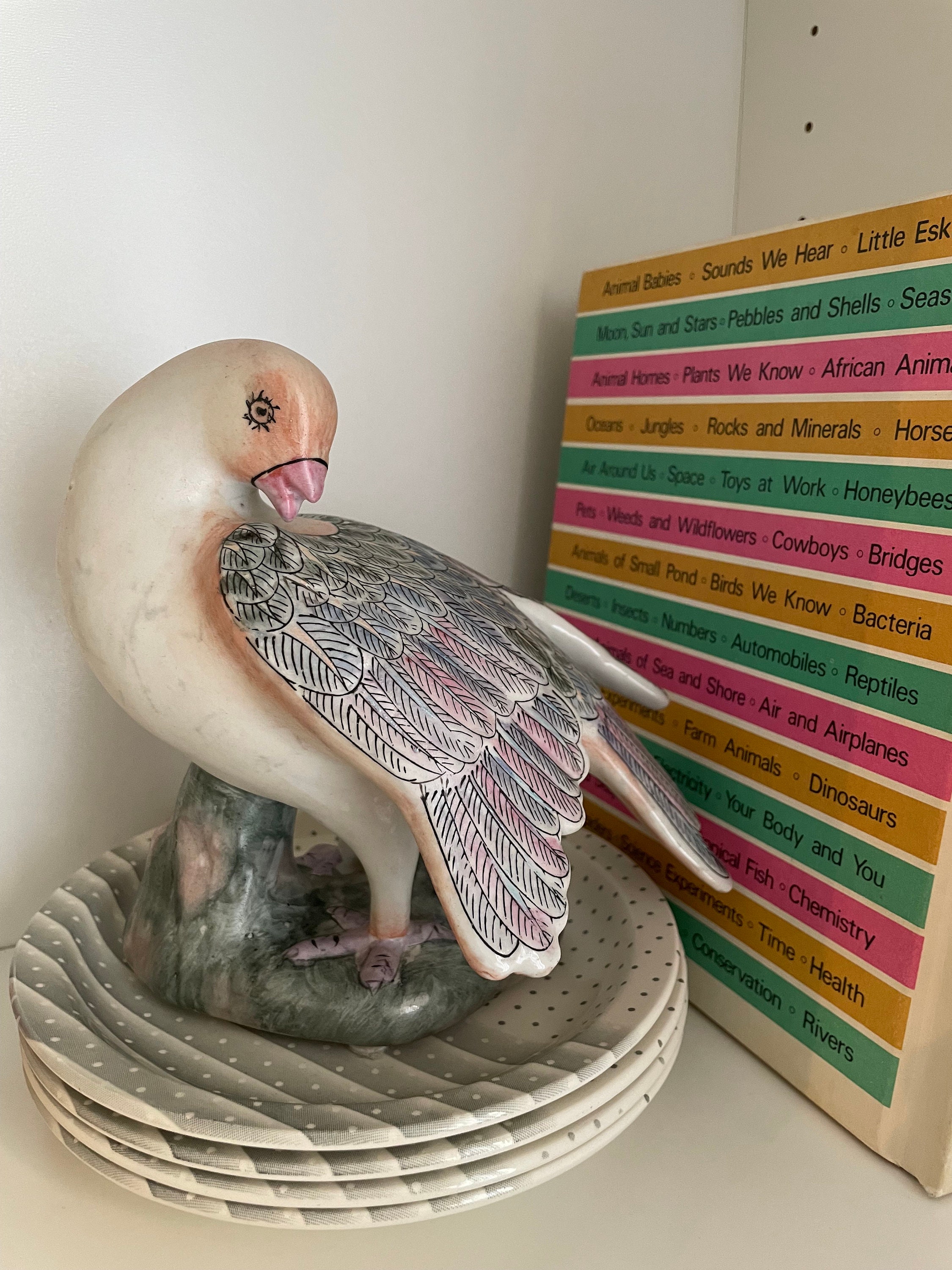 Pair of WBI Pastel Dove Figurine Statue Chinoiserie Ceramic - Etsy