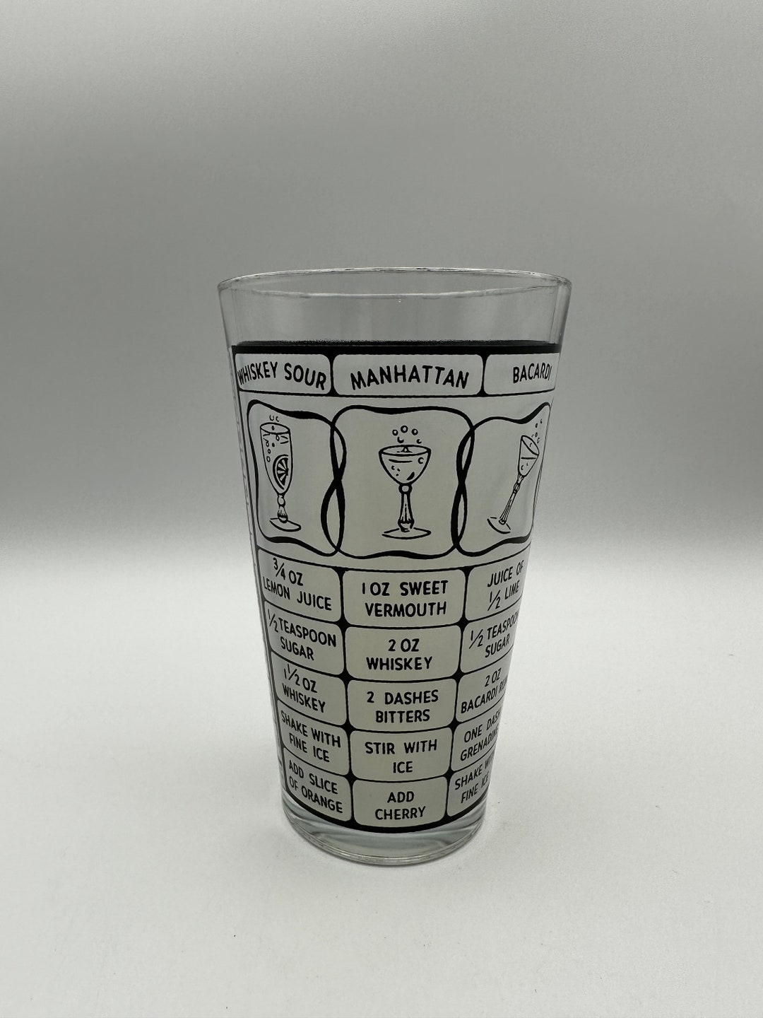 Vintage Mixology Drink Chart Sheet Pint Glass Cocktail Recipe - Etsy