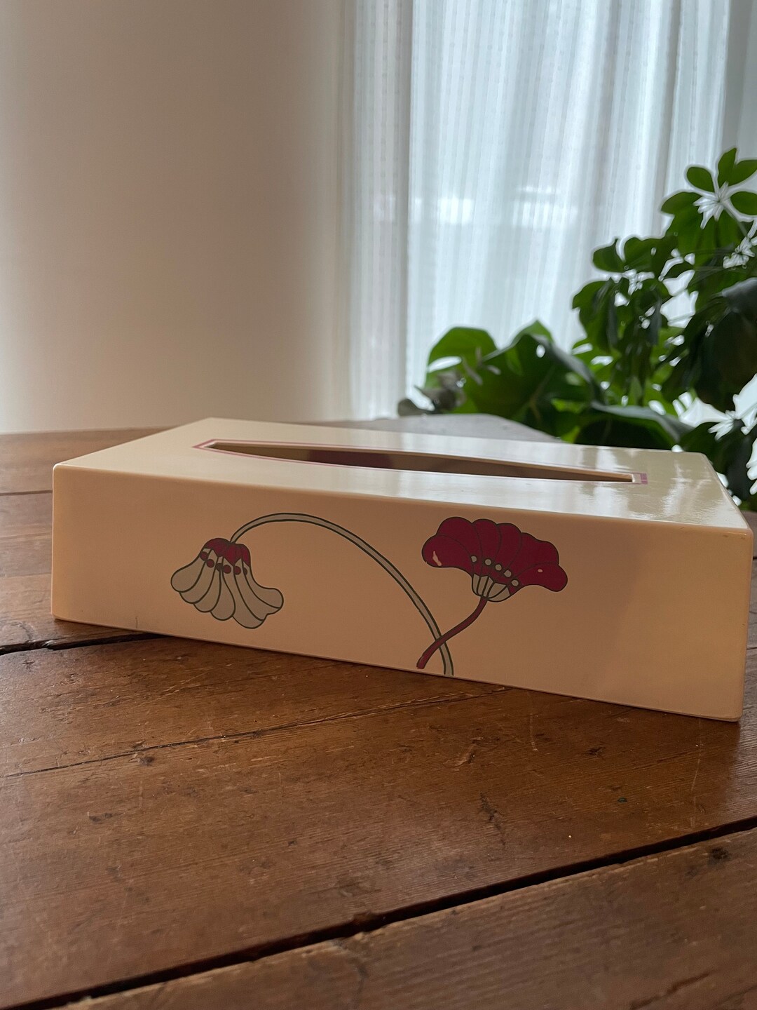 Vintage Plastic Tissue Box Cover With Flowers Soft Salmon Pink, 80s - Etsy